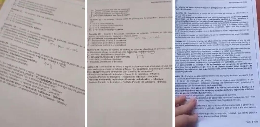 Professores denunciam provas com respostas corretas marcadas em ...